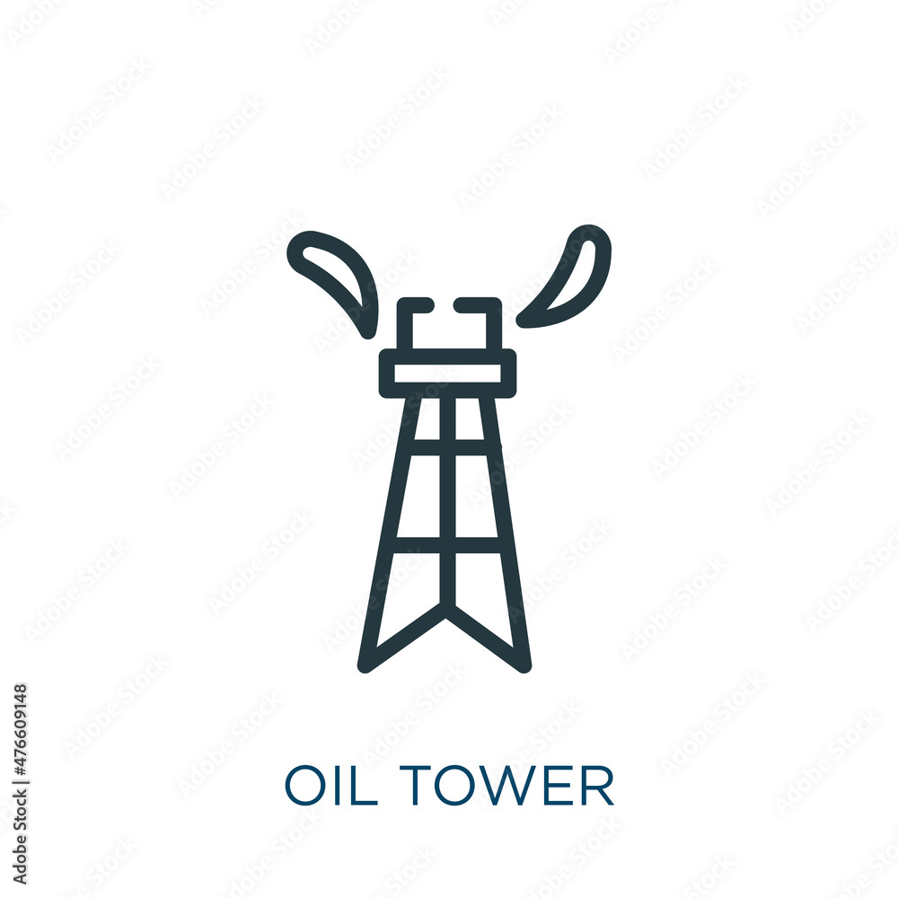oil tower thin line icon. gasoline, power linear icons from industry ...