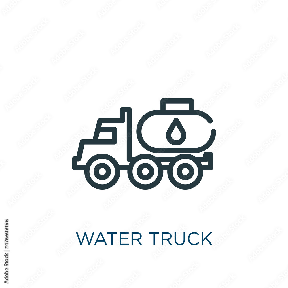water truck thin line icon. water, equipment linear icons from industry ...