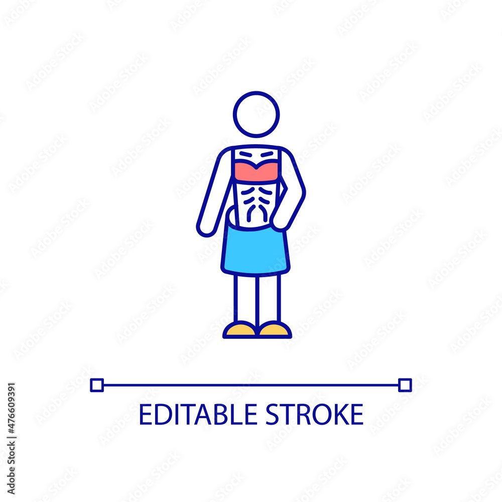 Person with anorexia RGB color icon. Abnormally low weights. Skinny ...