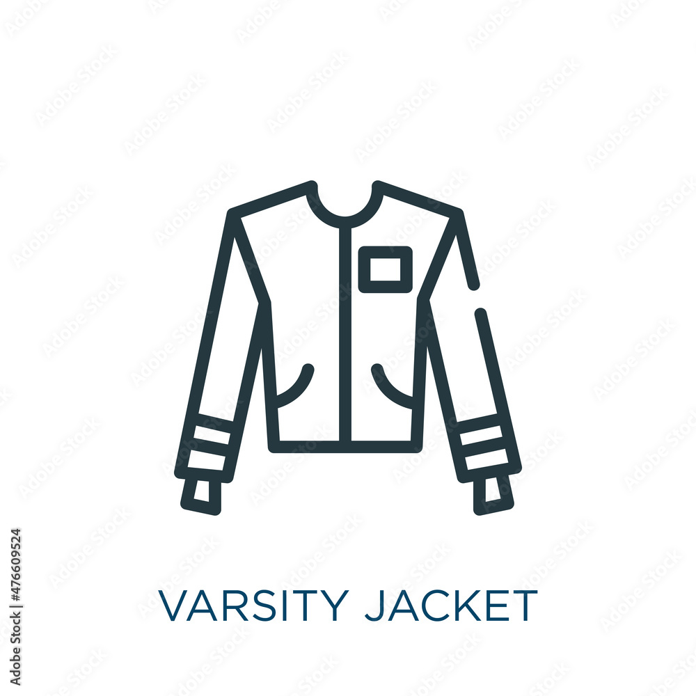 varsity jacket thin line icon. template, clothes linear icons from ...