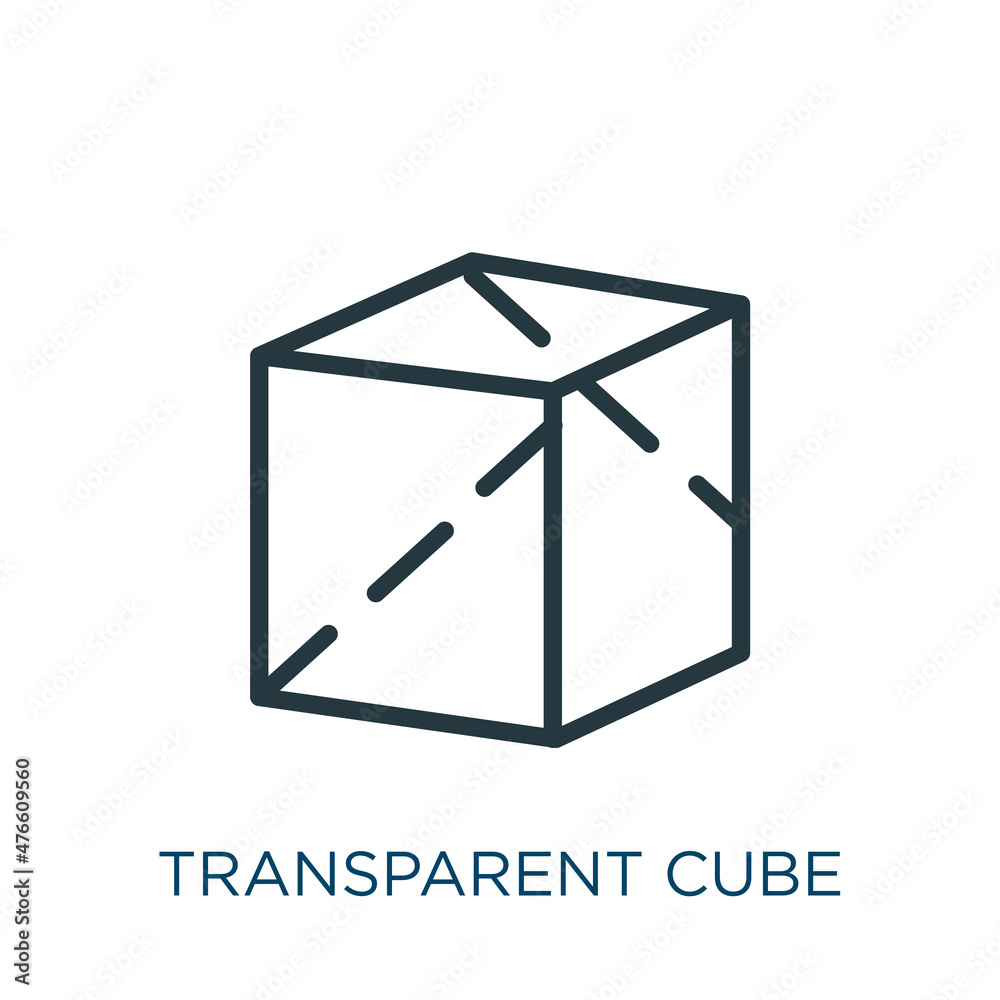 transparent cube thin line icon. cube, clean linear icons from college ...