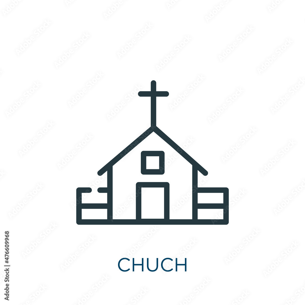 chuch thin line icon. tower, catholic linear icons from buildings ...