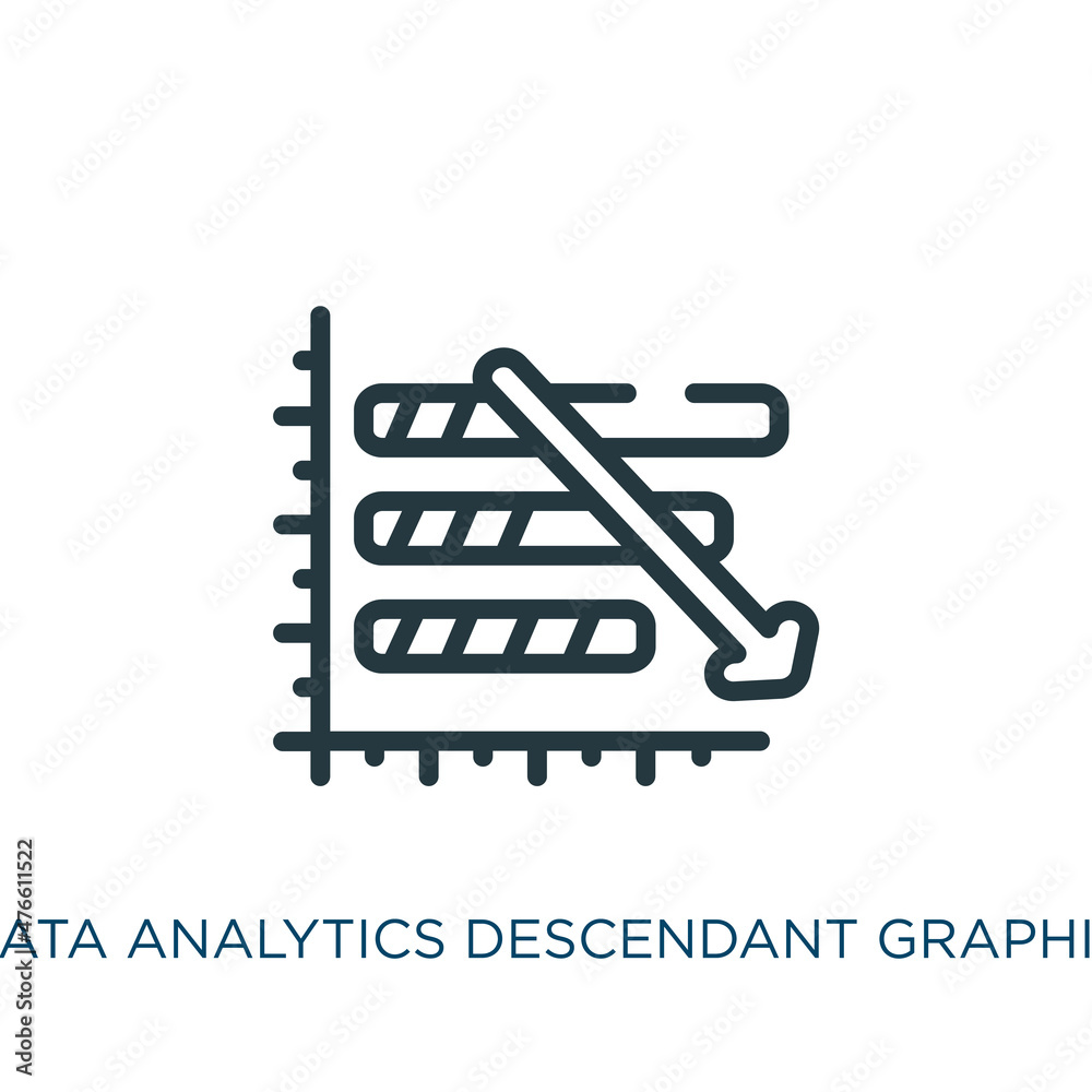 data analytics descendant graphic thin line icon. graph, statistics ...