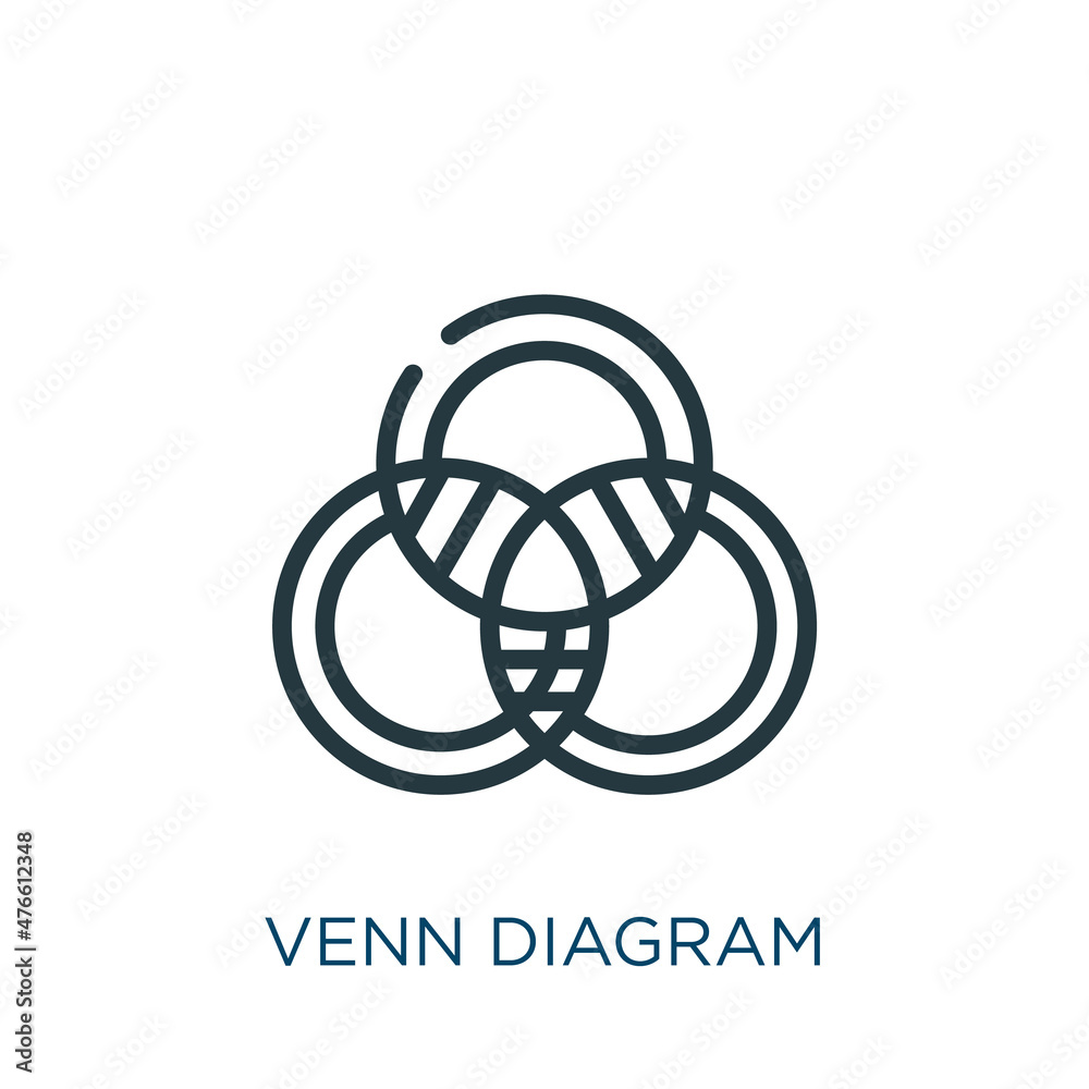venn diagram thin line icon. data, infographic linear icons from business and analytics concept ...