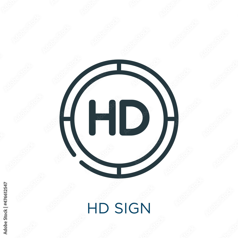 hd sign thin line icon. hd, television linear icons from cinema concept ...
