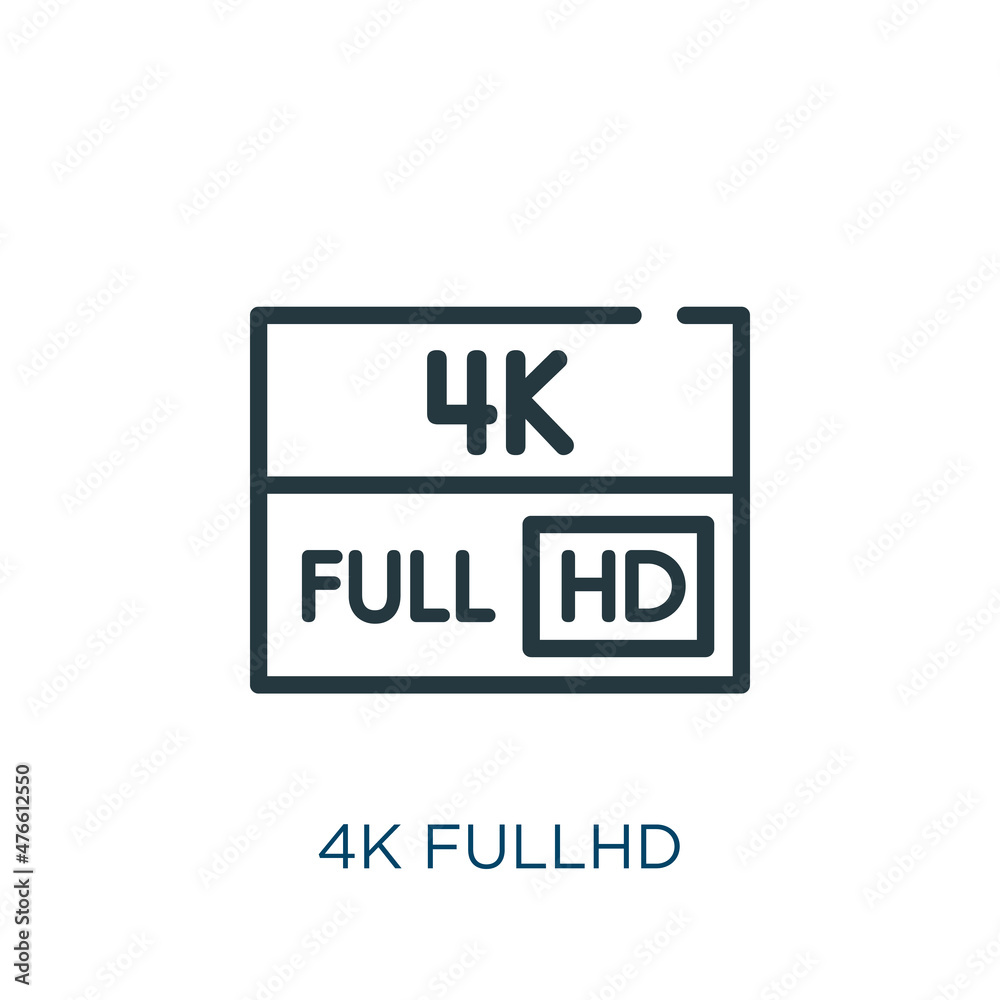 4k fullhd thin line icon. 4k, hd linear icons from cinema concept ...