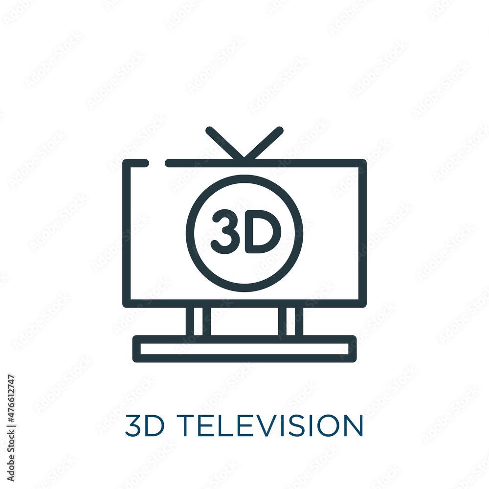 3d television thin line icon. television, screen linear icons from ...