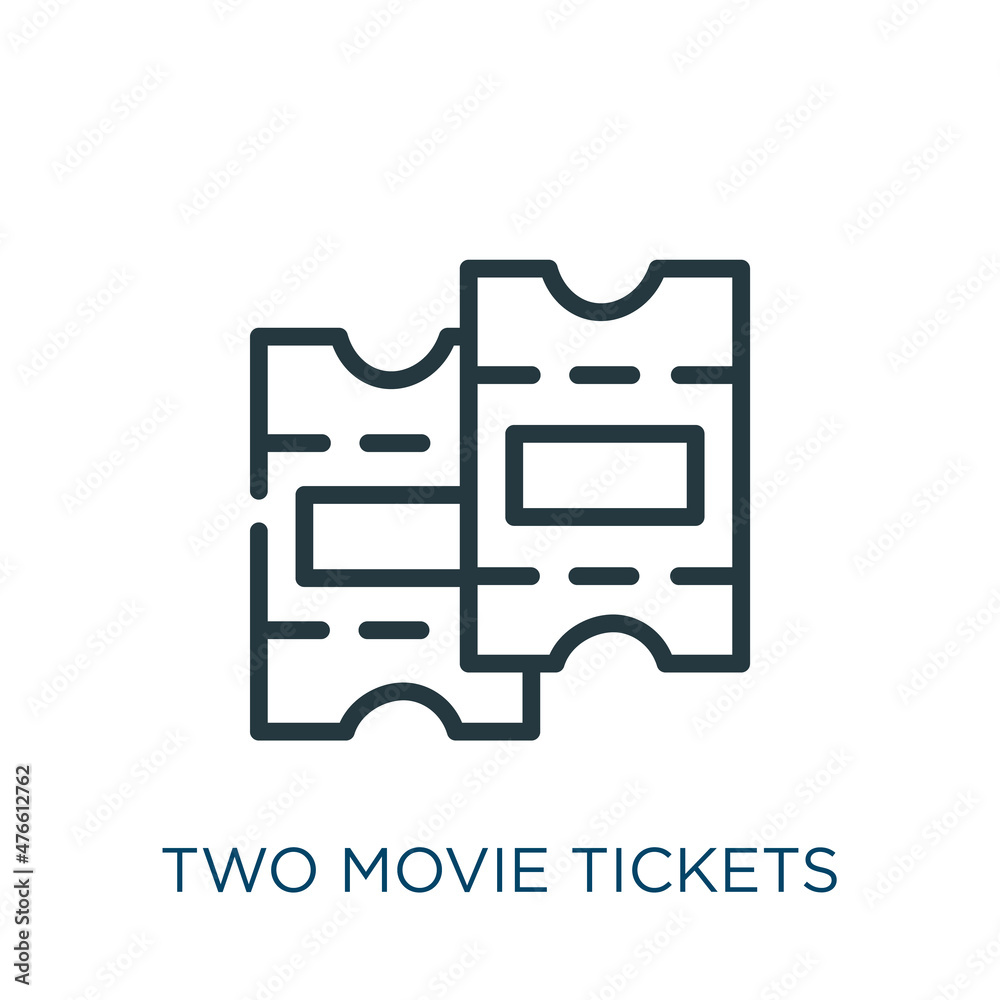 two movie tickets thin line icon. movie, concert linear icons from ... two movie tickets thin line icon. movie, concert linear icons from ...