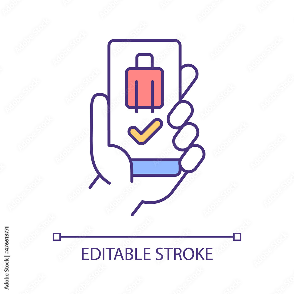 Bag drop off RGB color icon. Airport terminal contactless service ...