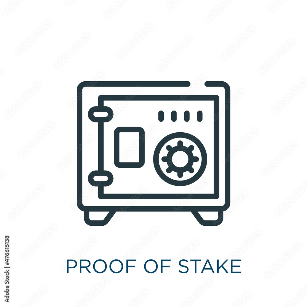 proof of stake thin line icon. mining, coin linear icons from ...