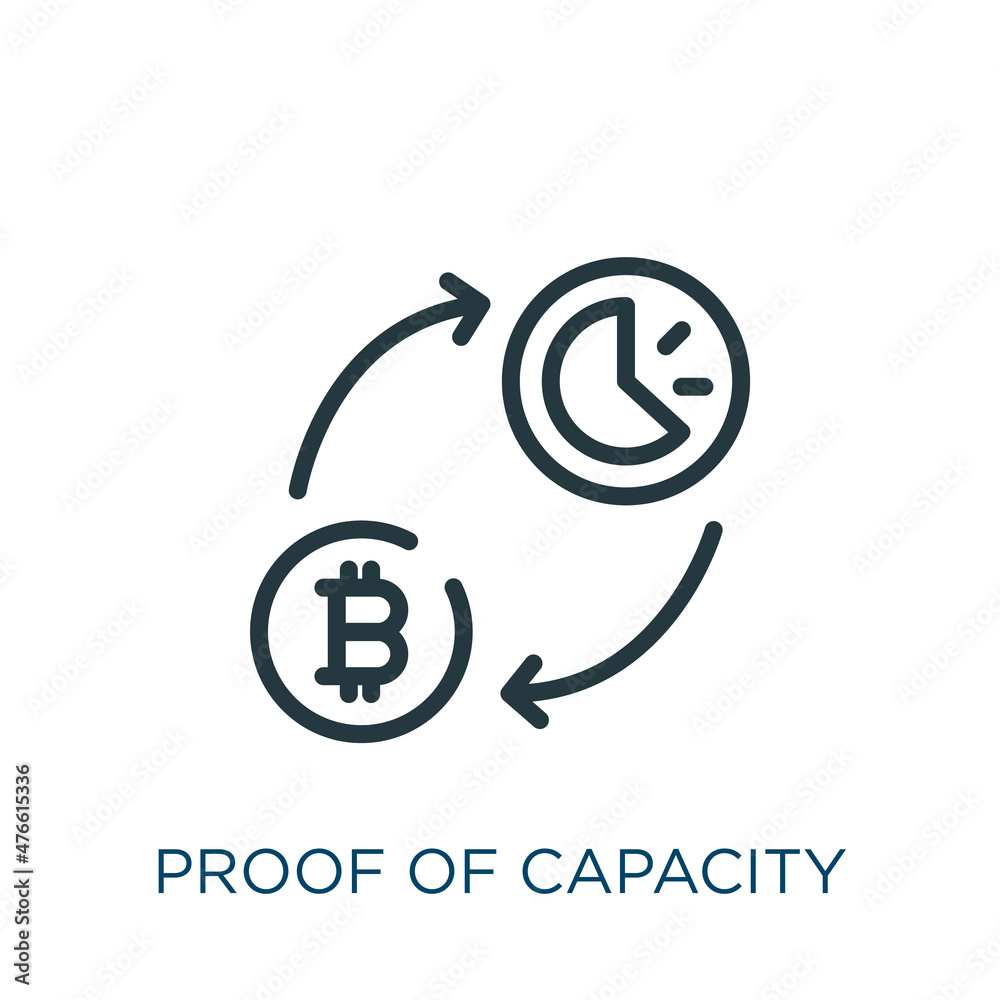 proof of capacity thin line icon. fintech, network linear icons from ...