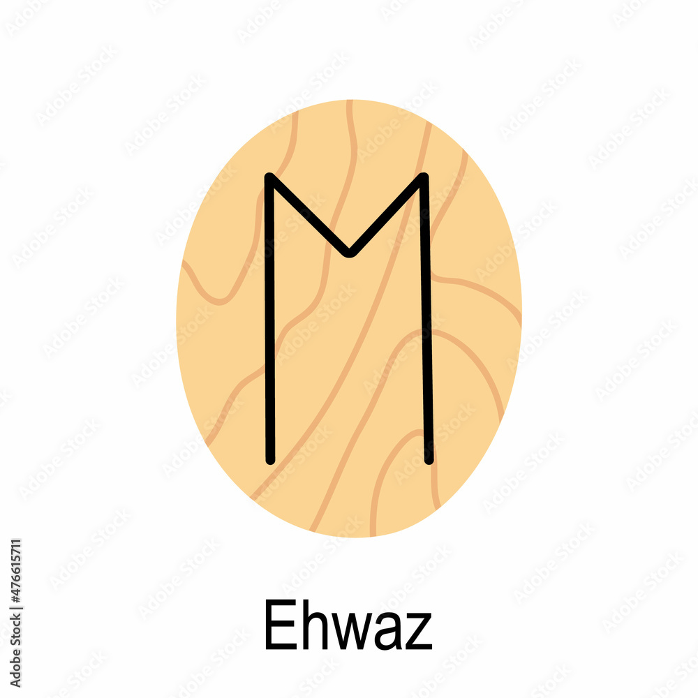 Old rune Ehwaz, ancient Scandinavian alphabet vector illustration, hand ...
