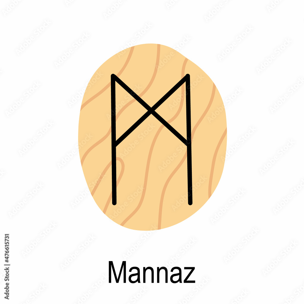 Old rune Mannaz, ancient Scandinavian alphabet vector illustration ...