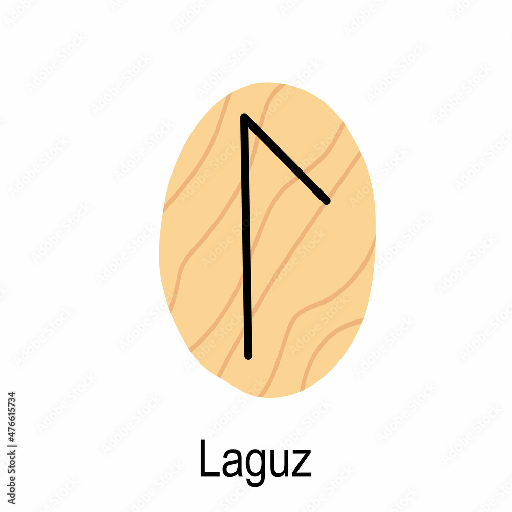 Old rune Laguz, ancient Scandinavian alphabet vector illustration, hand ...
