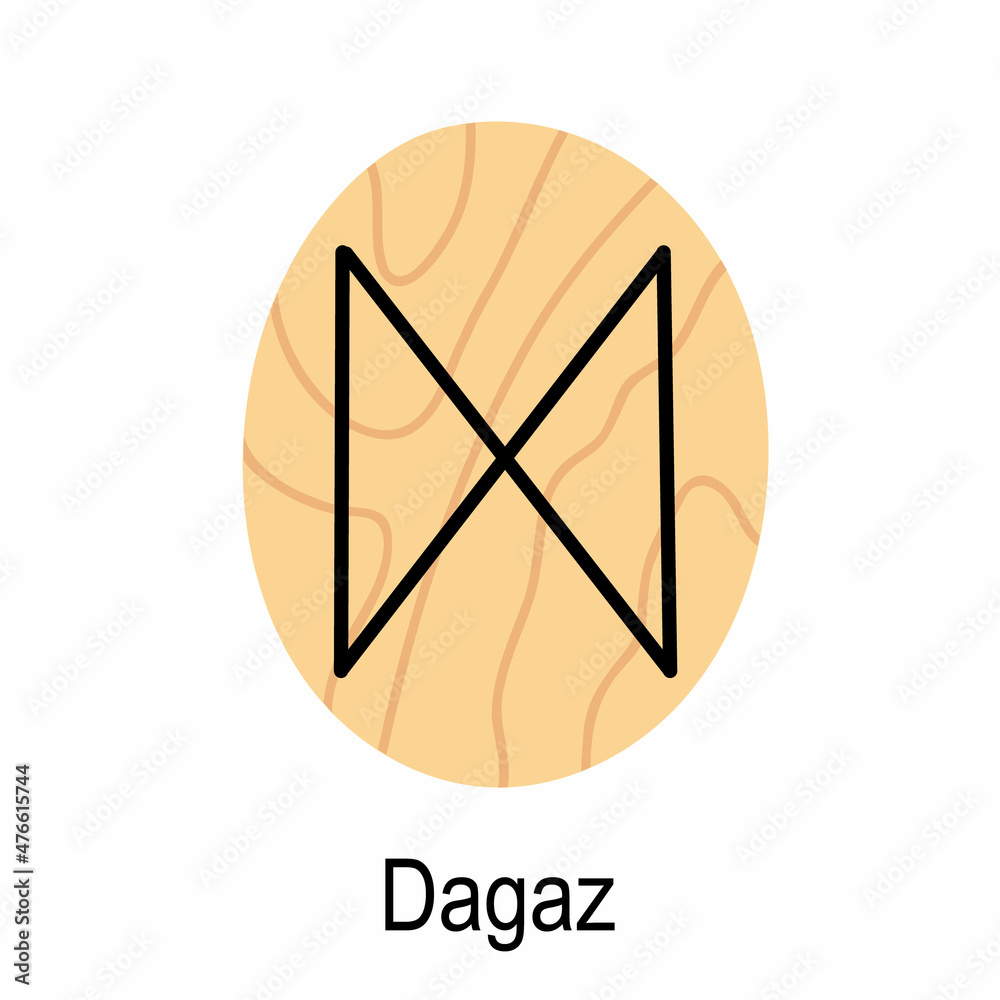 Old rune Dagaz, ancient Scandinavian alphabet vector illustration, hand ...