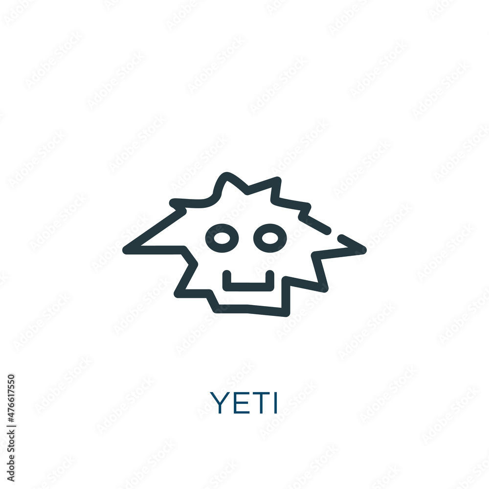 yeti thin line icon. character, funny linear icons from fairy tale ...