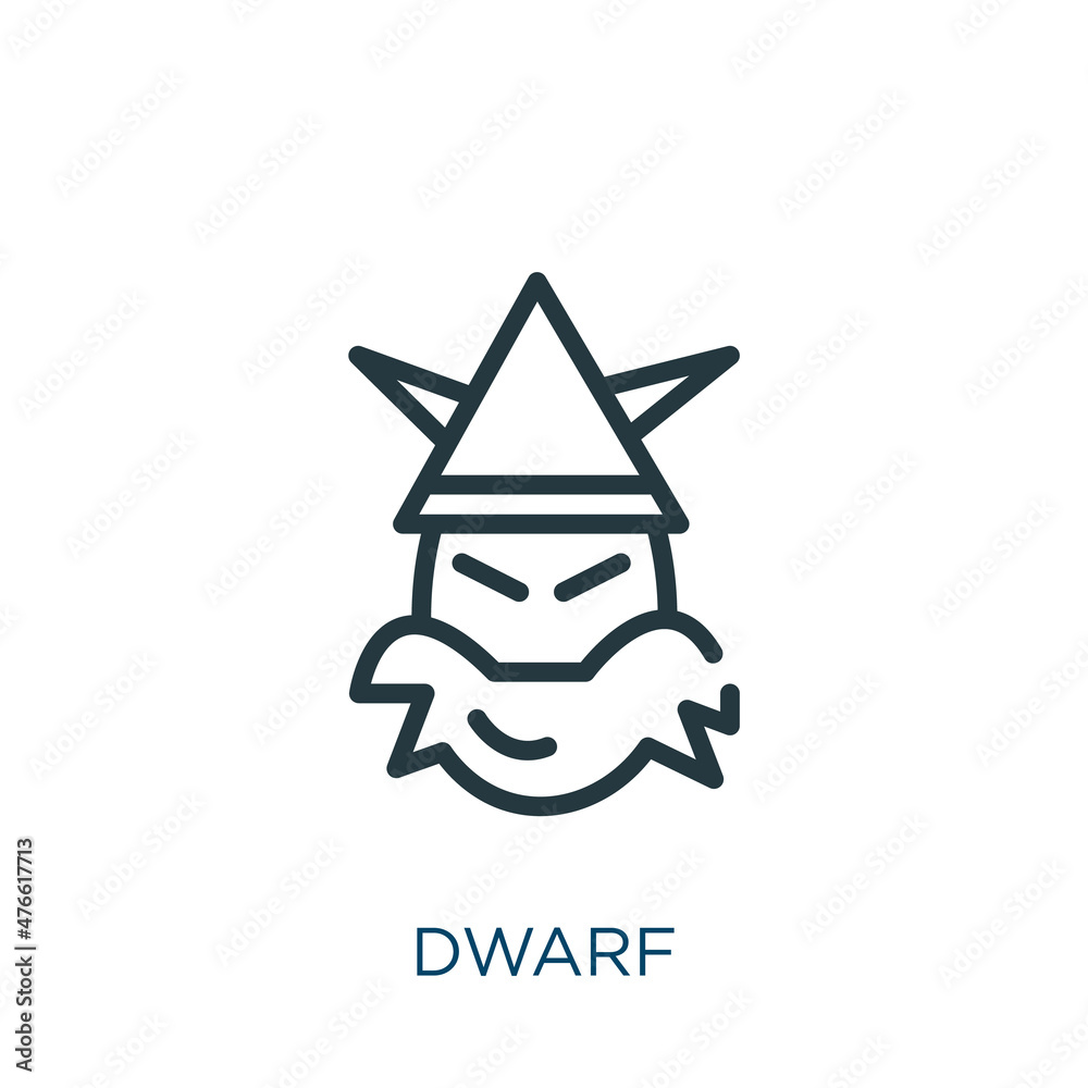 dwarf thin line icon. fantasy, steel linear icons from fairy tale ...