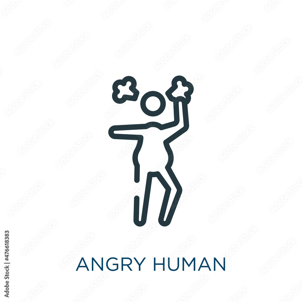 angry human thin line icon. angry, person linear icons from feelings ...