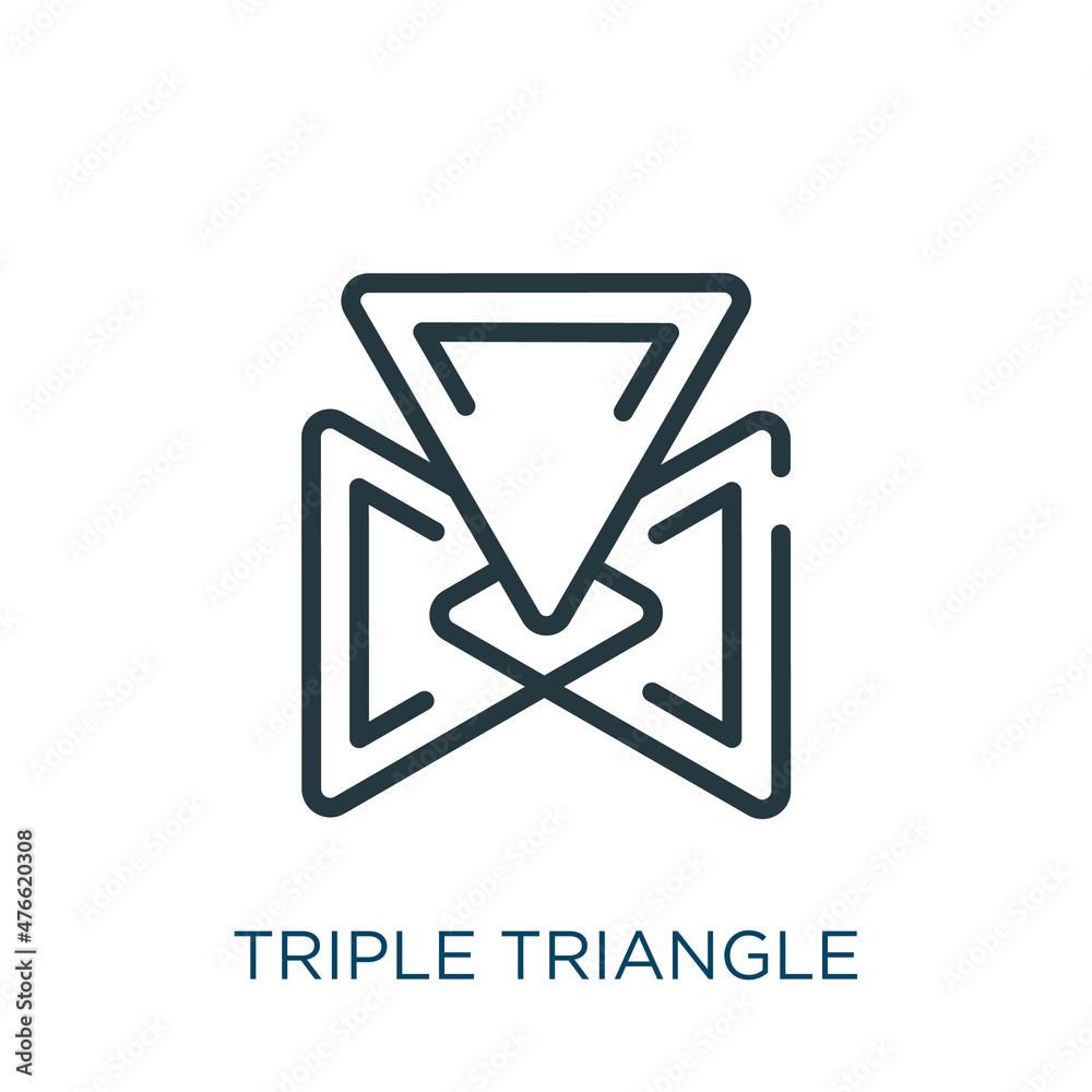 Vetor de triple triangle thin line icon. triple, template linear icons ...