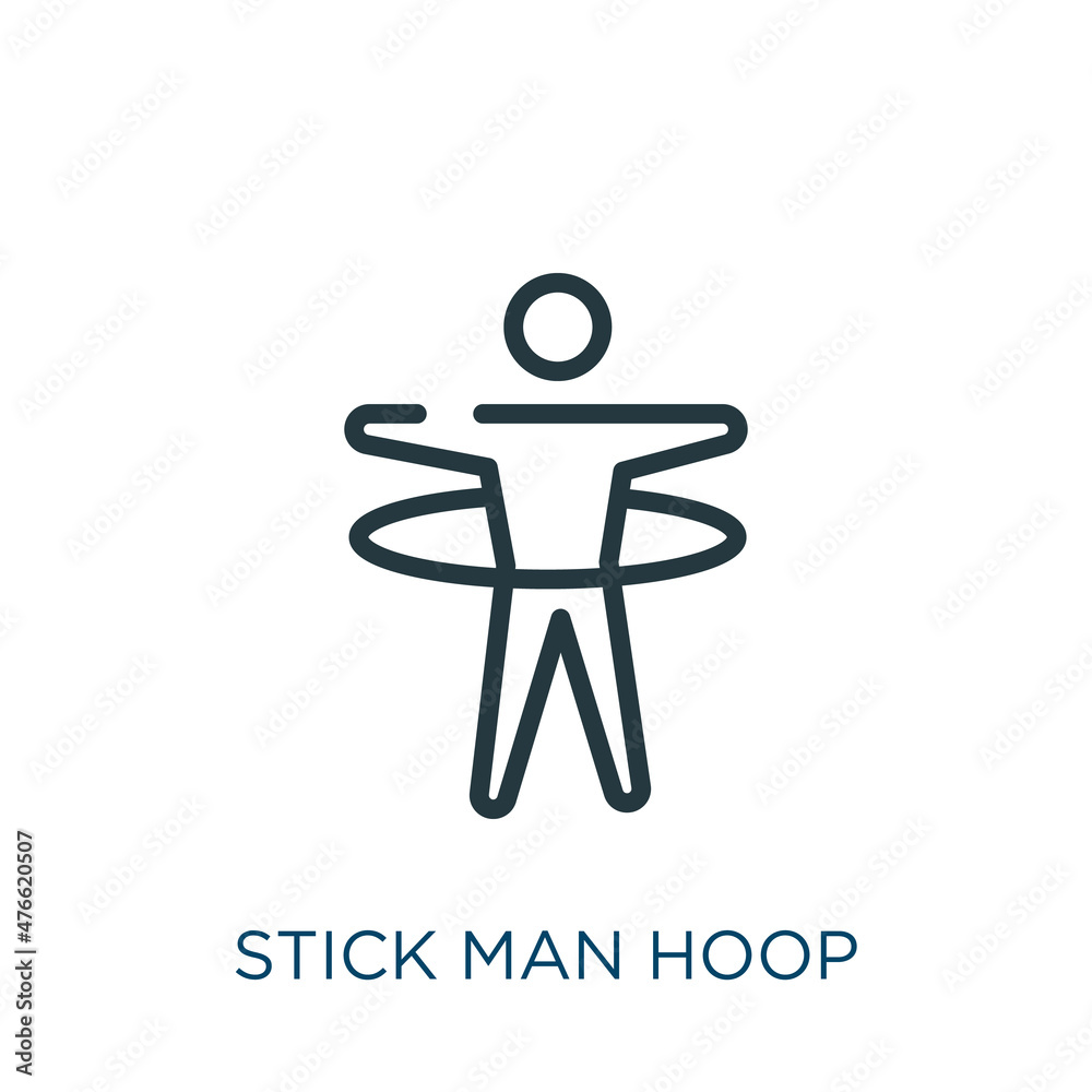 stick man hoop thin line icon. hoop, people linear icons from gym and fitness concept isolated ...