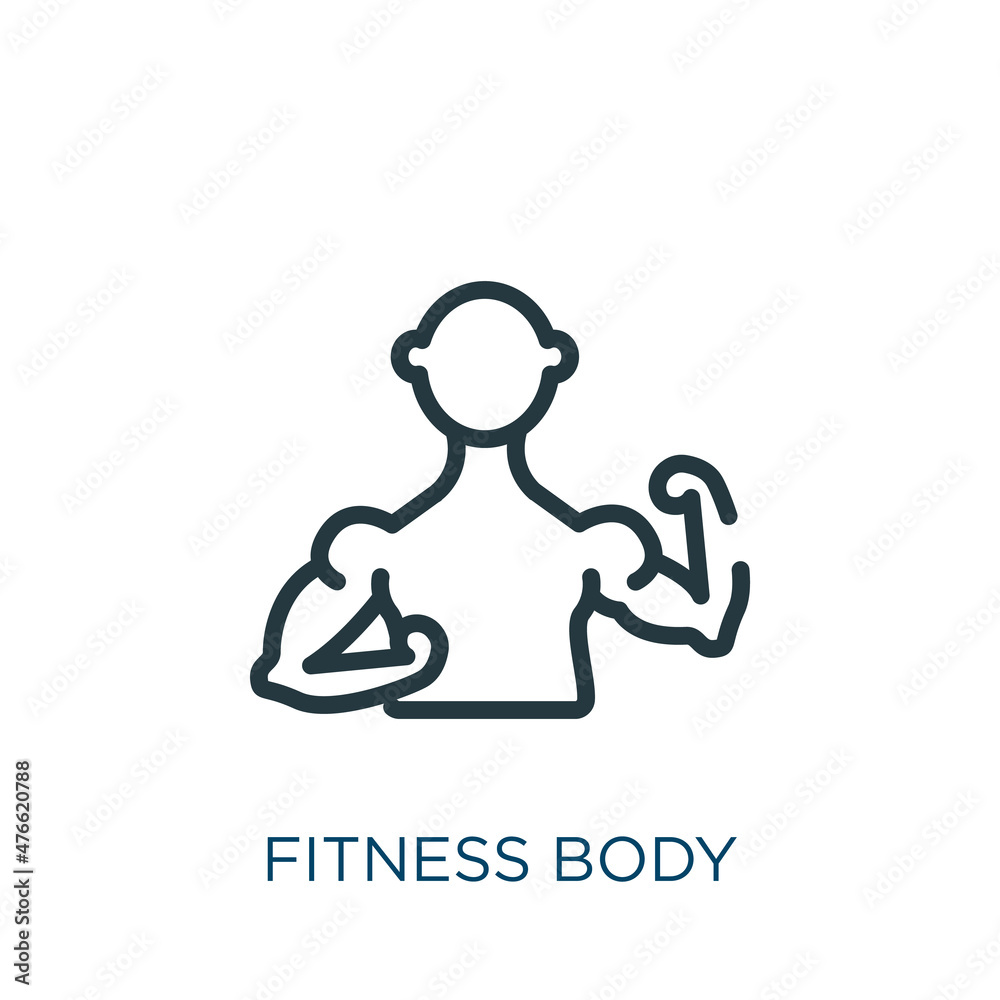 fitness body thin line icon. body, weight linear icons from gym and ...