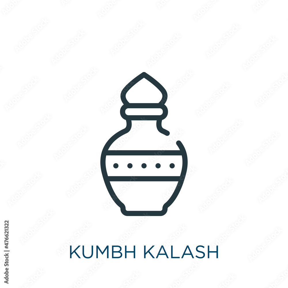 Vetor de kumbh kalash thin line icon. kalash, decoration linear icons ...