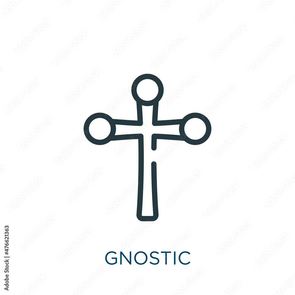 gnostic thin line icon. gnosticism, ancient linear icons from india ...