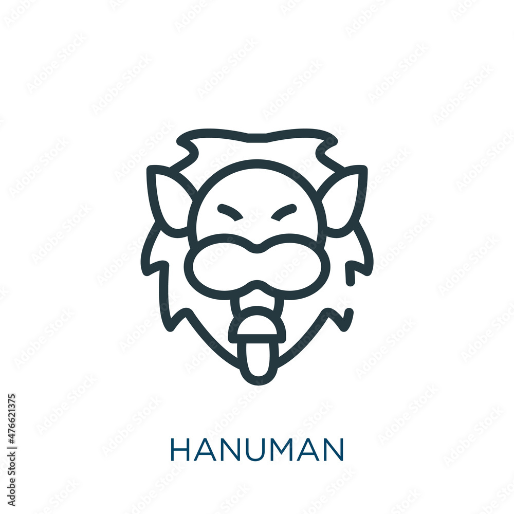 hanuman thin line icon. monkey, face linear icons from india concept ...