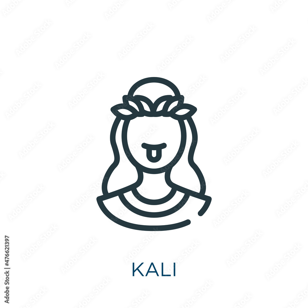 Vetor de kali thin line icon. religion, god linear icons from india ...