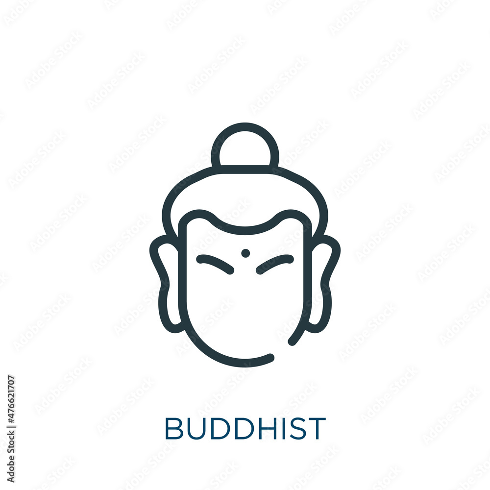 buddhist thin line icon. culture, traditional linear icons from india ...