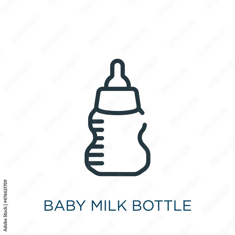 baby milk bottle thin line icon. milk, nutrition linear icons from kid ...