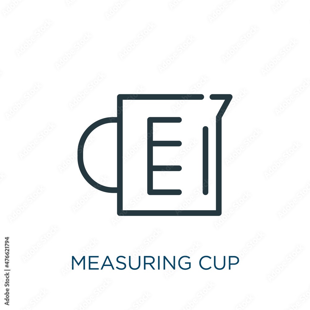 measuring cup thin line icon. cup, measuring linear icons from kitchen ...