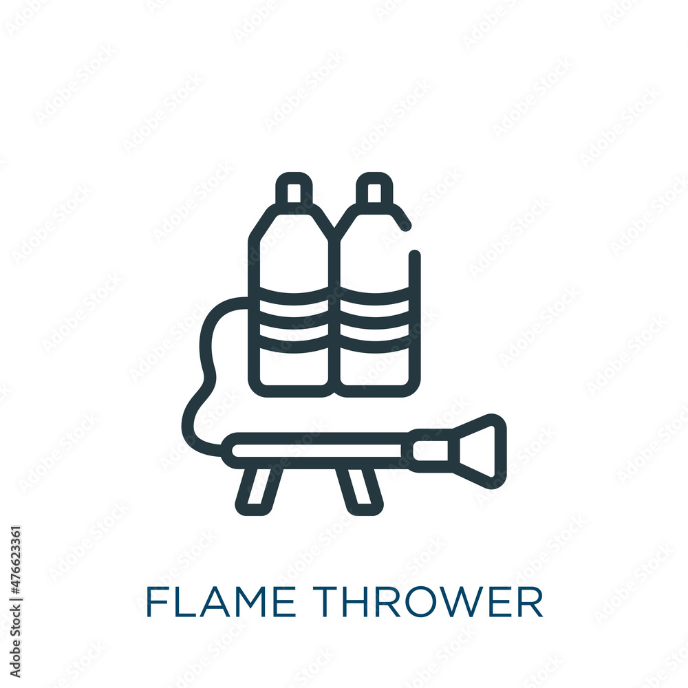 flame thrower thin line icon. fire, weapon linear icons from ...