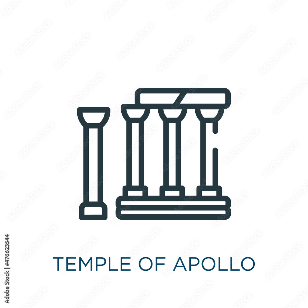 temple of apollo thin line icon. apollo, of linear icons from monuments ...