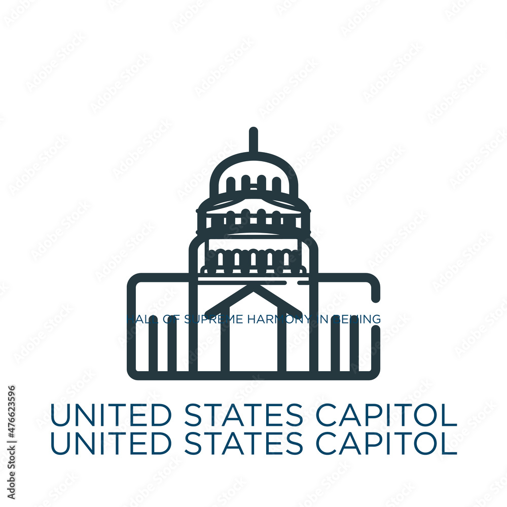 united states capitol thin line icon. capital, american linear icons ...