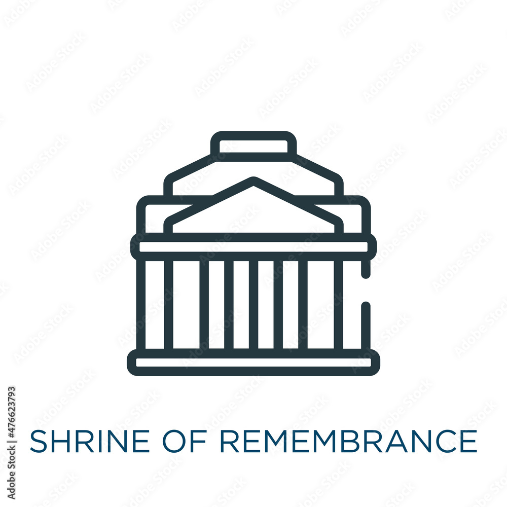 shrine of remembrance thin line icon. remembrance, building linear ...