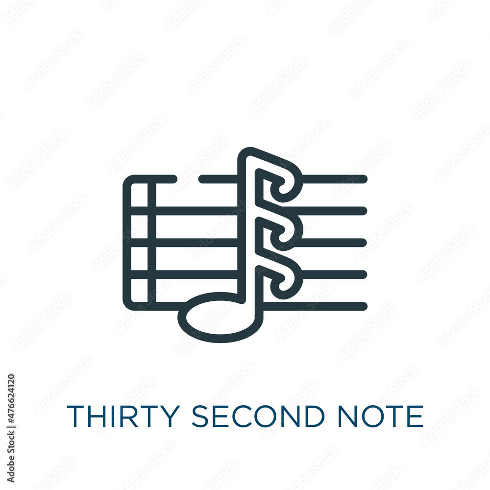 thirty second note thin line icon. music, musical linear icons from ...