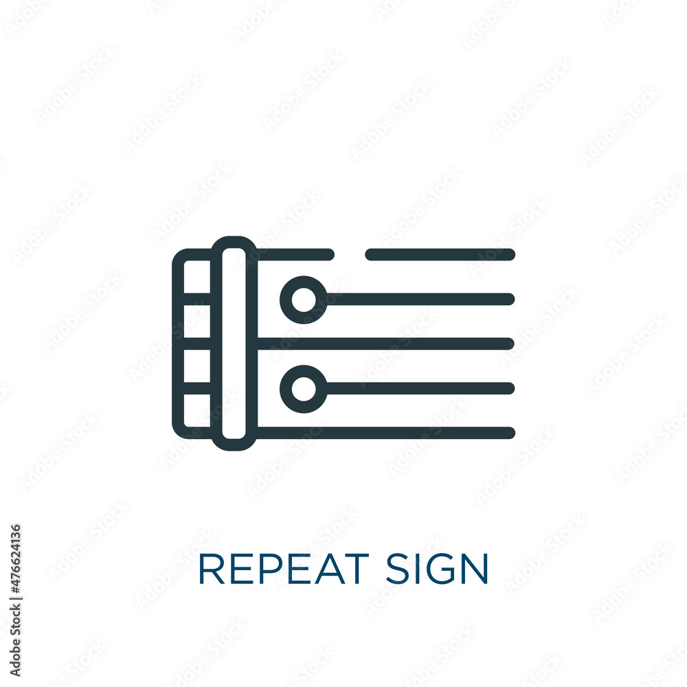 repeat sign thin line icon. reload, rotation linear icons from music ...