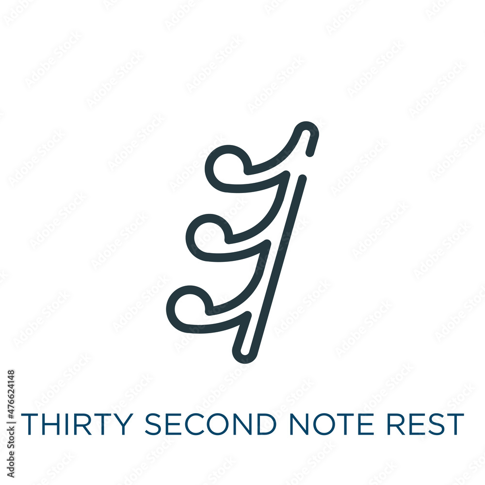 thirty second note rest thin line icon. music, 20 linear icons from ...