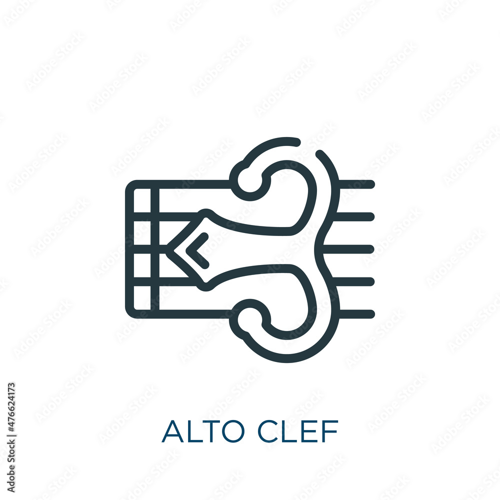 alto clef thin line icon. vector, illustration linear icons from music ...