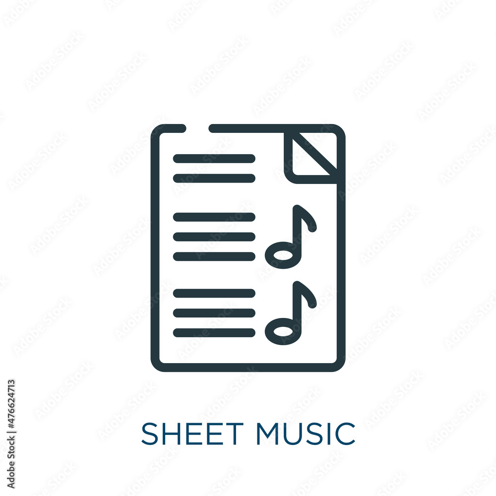 sheet music thin line icon. sound, melody linear icons from music ...