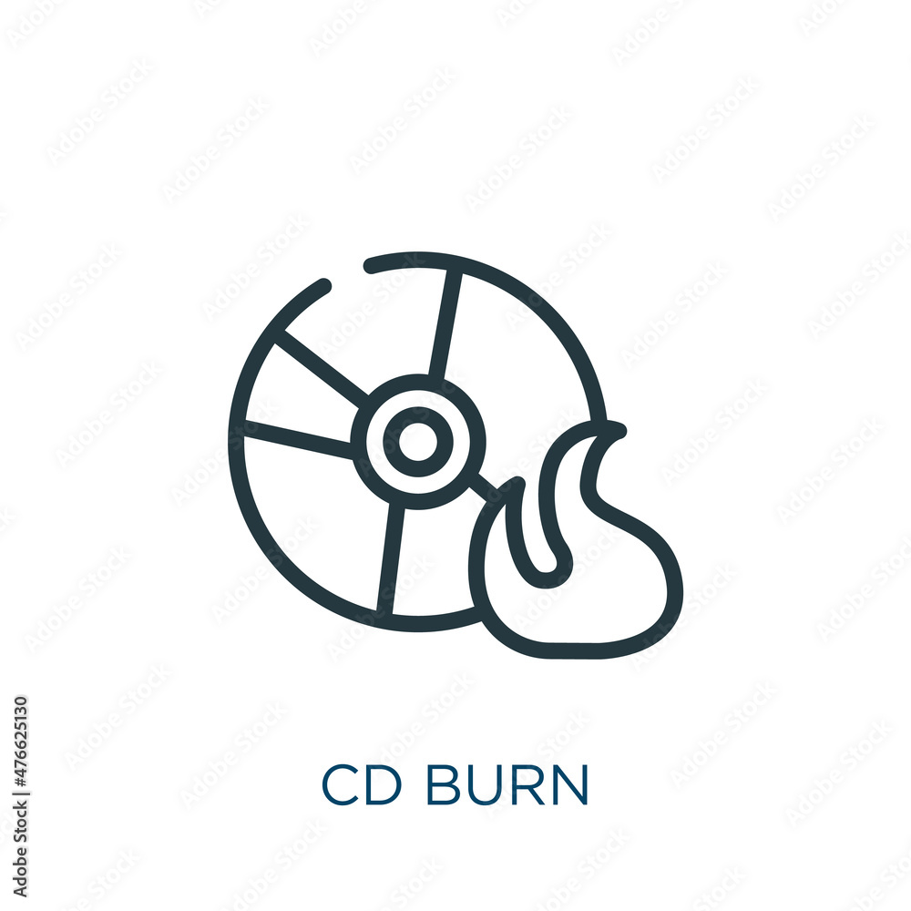 cd burn thin line icon. sound, media linear icons from music and ...