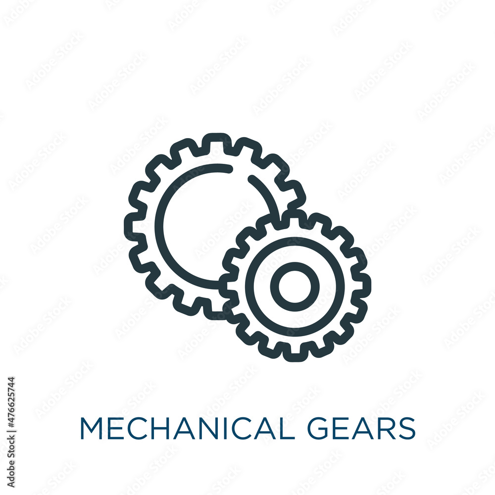 Vetor de mechanical gears thin line icon. mechanical, wheel linear ...