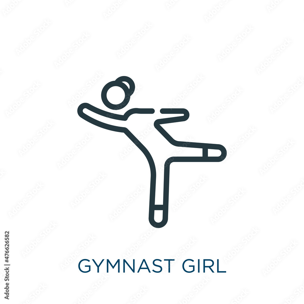 gymnast girl thin line icon. fitness, girl linear icons from people ...