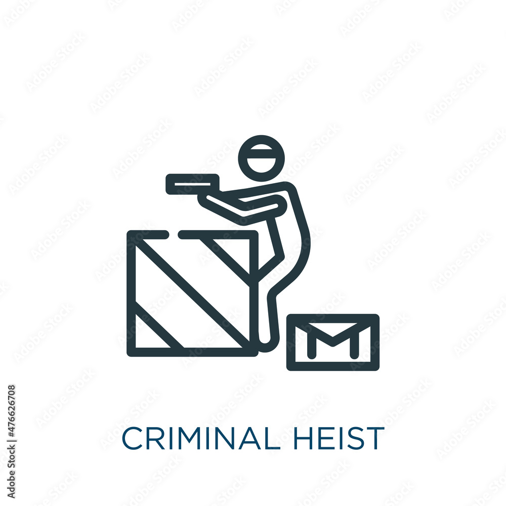 Criminal Heist Thin Line Icon Heist Collection Linear Icons From