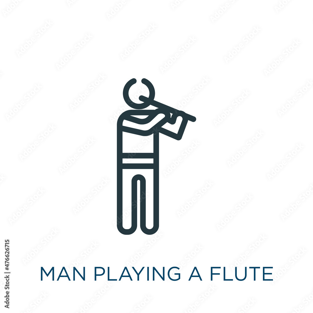 man playing a flute thin line icon. music, flute linear icons from ...