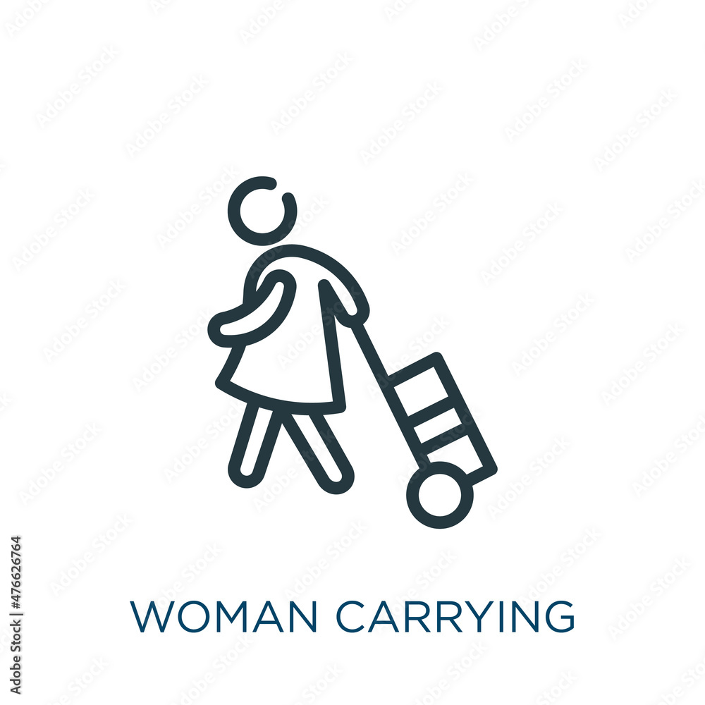 woman carrying thin line icon. carry, fashion linear icons from people ...