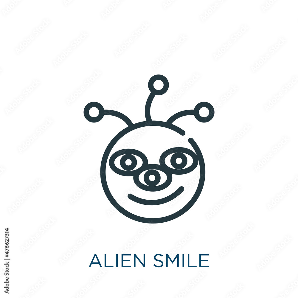 alien smile thin line icon. cute, monster linear icons from people ...