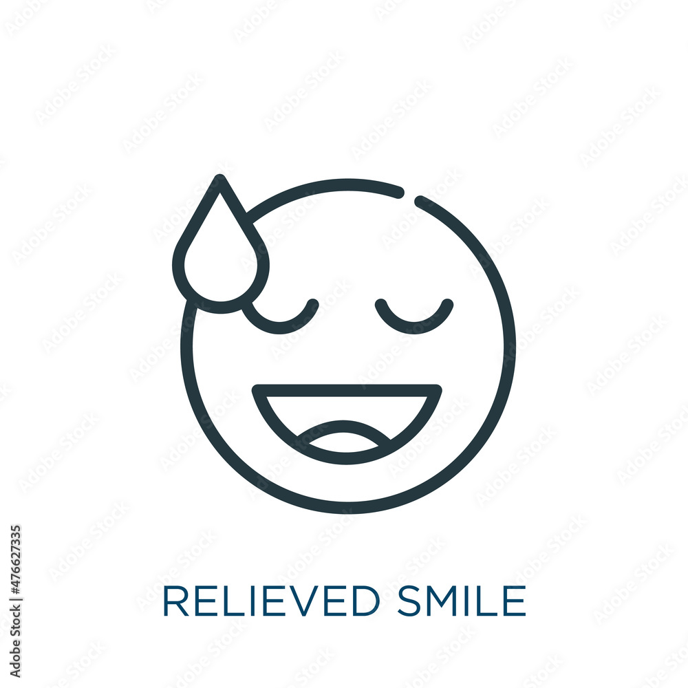 relieved smile thin line icon. smile, mascot linear icons from people ...