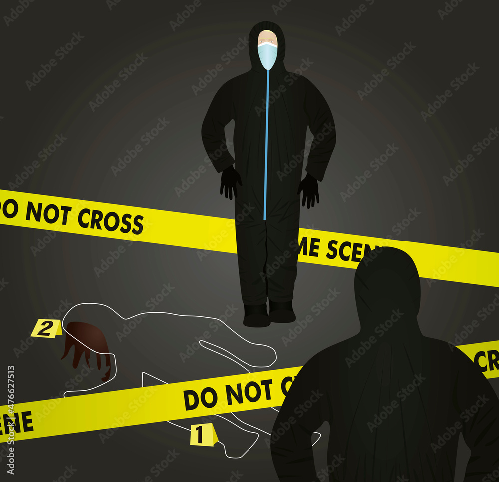 Forensic investigators on crime scene. vector Stock Vector | Adobe Stock